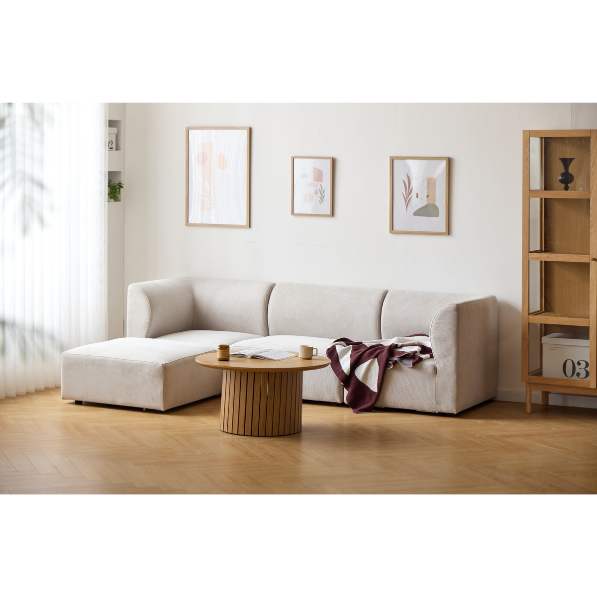 Emilia Modulsofa in Beige, 4 Module L: 328 x T: 79 x H: 72 cm ...