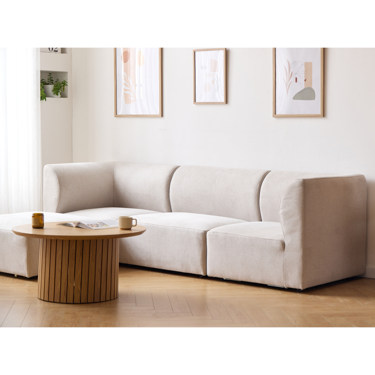 Emilia Modulsofa in Beige, 2 Module L: 158 x T: 79 x H: 72 cm ...