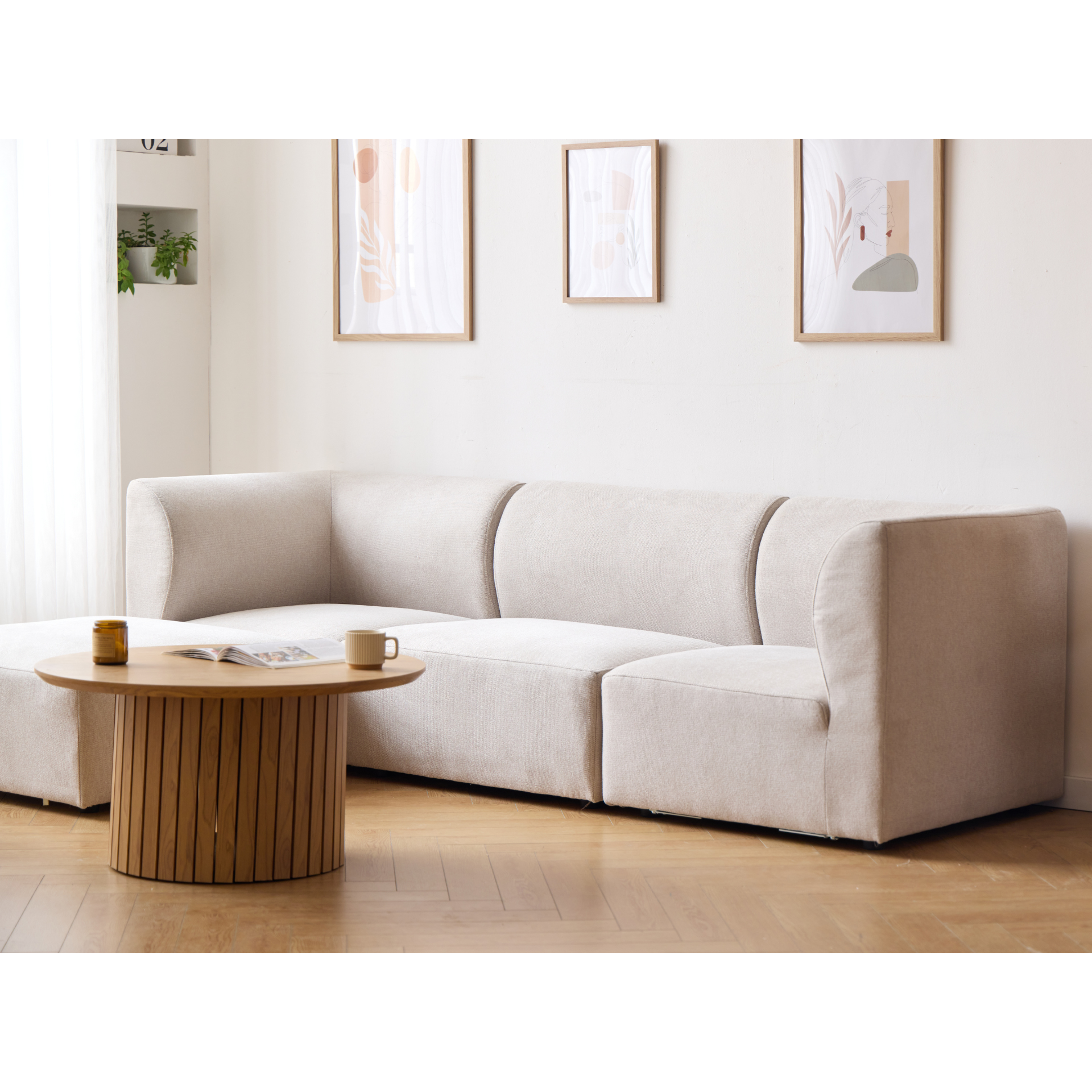 Emilia Modulsofa in Beige, 3 Module L: 243 x T: 79 x H: 72 cm ...