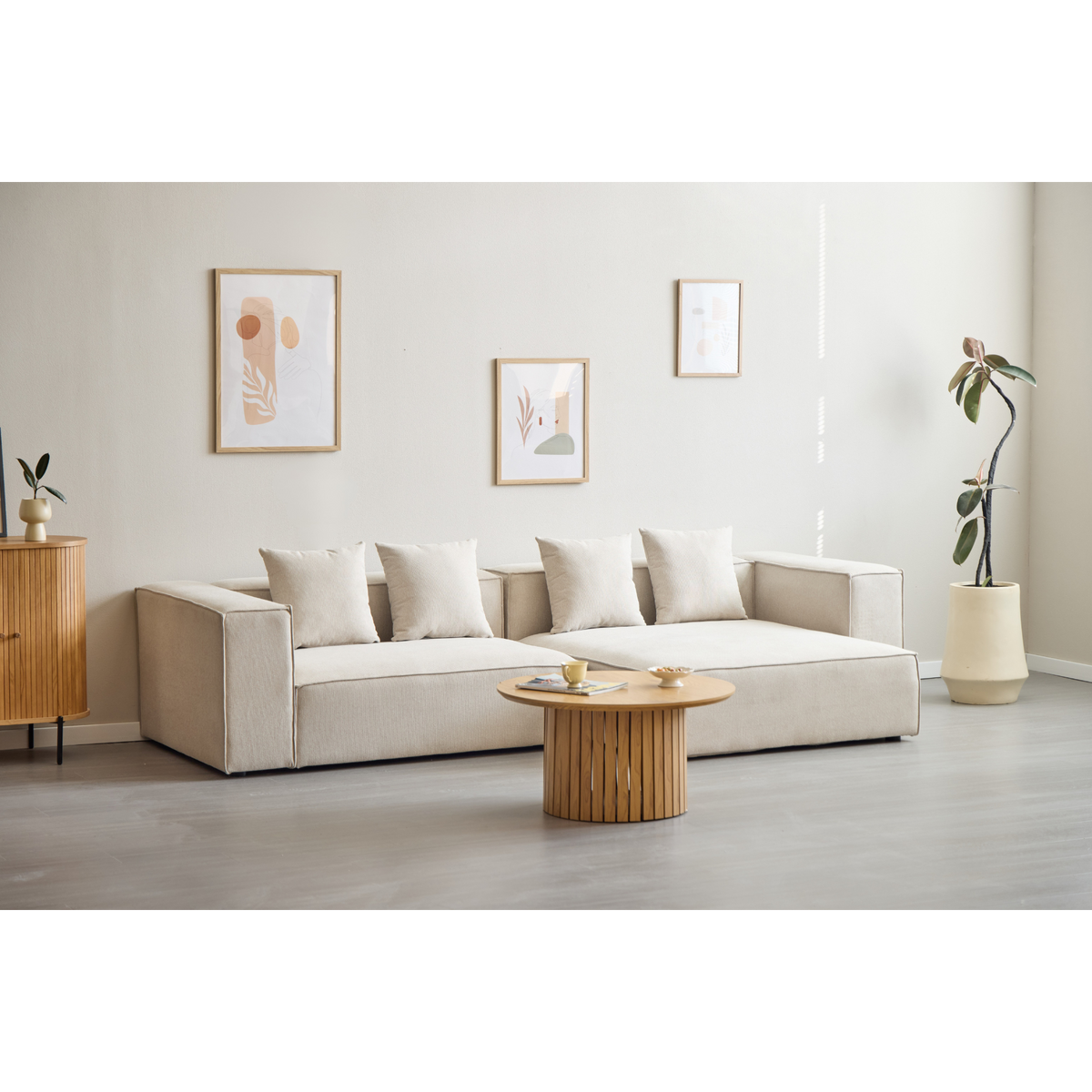 Hailey - Modulsofa mit Récamiere in Beige, 2 Elemente L: 294 X T: 148 ...