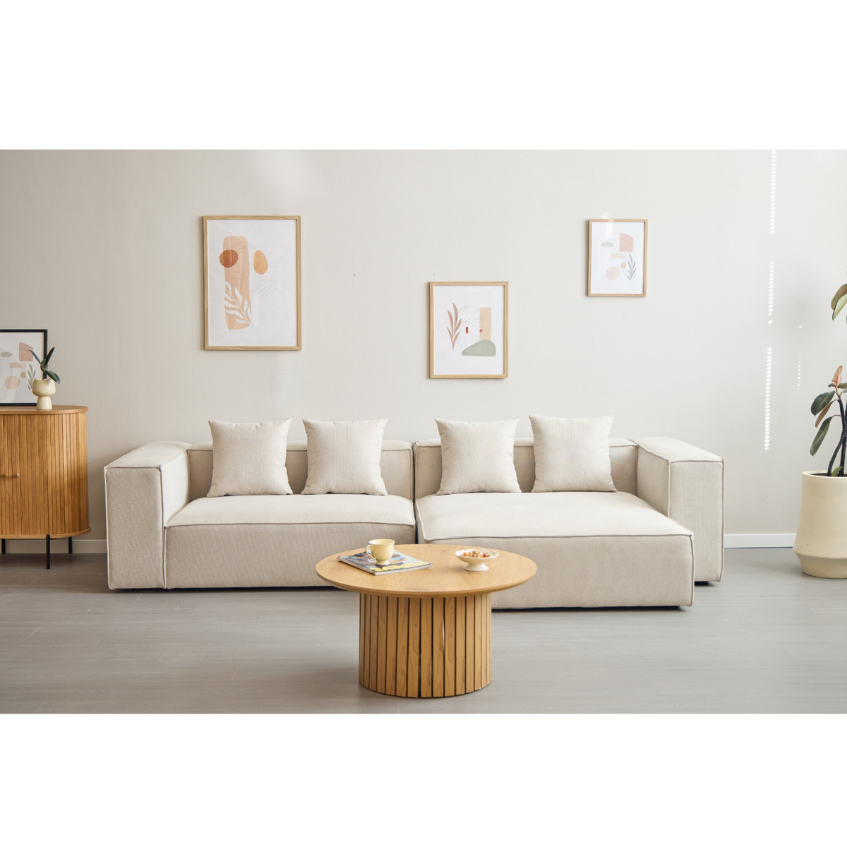 Hailey - Modulsofa mit Récamiere in Beige, 2 Elemente L: 294 X T: 148 ...