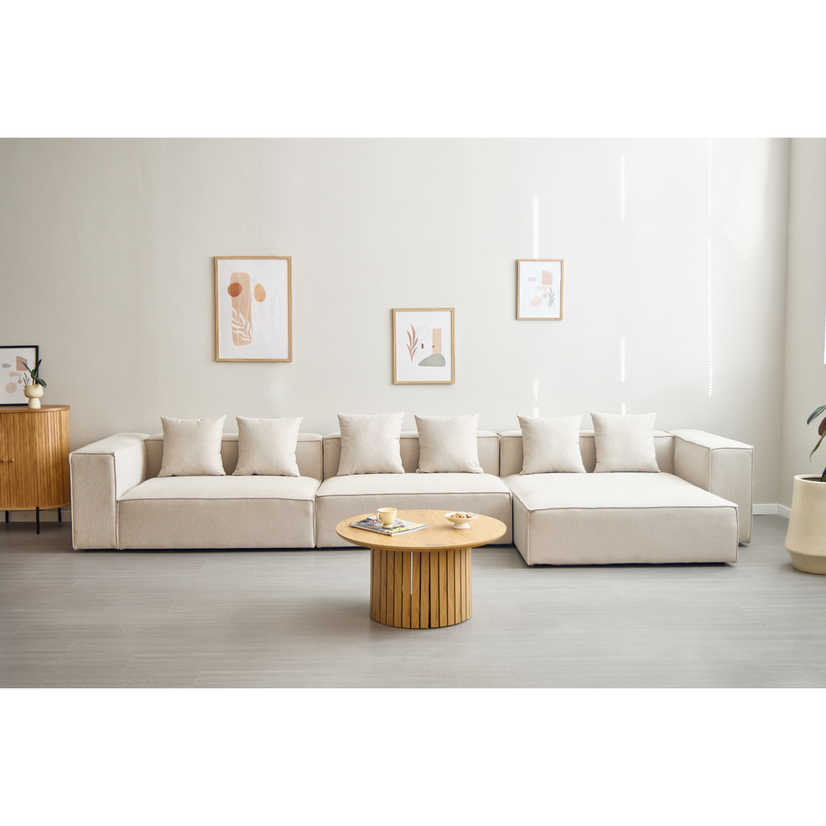 Hailey - Modulsofa mit Récamiere, links in Beige mit 3 Elemente L: 415 ...