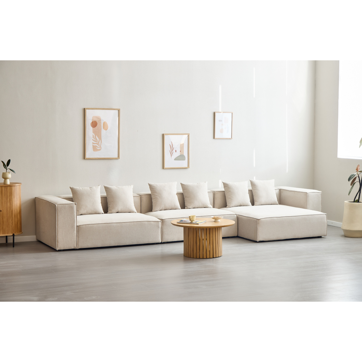 Hailey - Modulsofa mit Récamiere, links in Beige mit 3 Elemente L: 415 ...